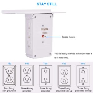 Wall Socket Outlet Extender with Shelf, 3 USB Ports, 8 AC Outlet, Surge Protector 1020J, White