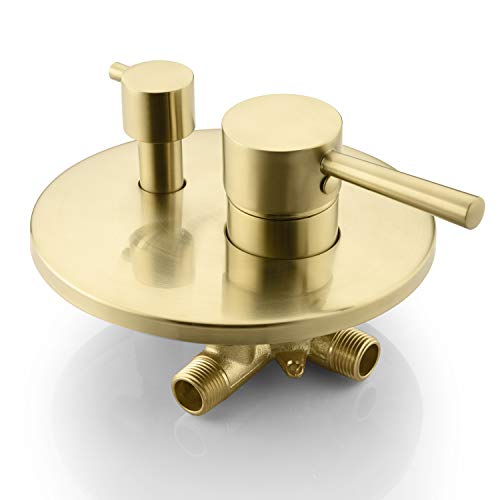 sumerain Pressure Balance Shower and Tub Faucet Set Brushed Gold with Tub Spout, 8" Shower Head, High Flow