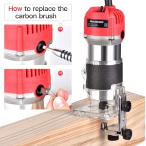 Compact Wood Palm Router Tool Hand Trimmer Woodworking Joiner Cutting Palmming Tool 30000R/MIN 650-800W 110V with 12PCS 1/4" Router Bits