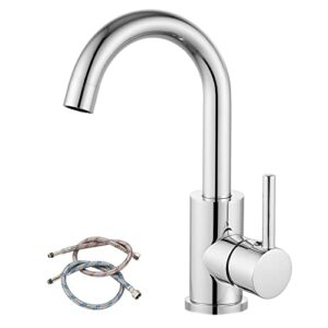 airuida chrome polish wet bar sink faucet single handle farmhouse kitchen small rv bathroom faucet deck mount vanity lavatory mixer tap one hole 360 degree swivel spout with supply hoses