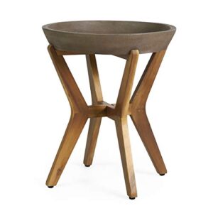 christopher knight home oprah outdoor side table, teak and light gray