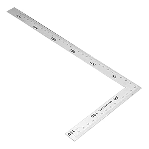 L-Shaped Framing Square Stainless Steel 90 Degree Right Angle Square Ruler Carpenter’s Square Metal Measurement Square Tool(300mm*150mm)