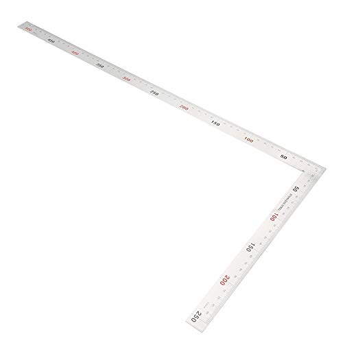 Oumefar L-Shaped Framing Square Stainless Steel 90 Degree Right Angle Square Ruler Carpenter Square Metal Ruler Measurement Square Tool L Shape Ruler Metal Square(500mm*250mm)