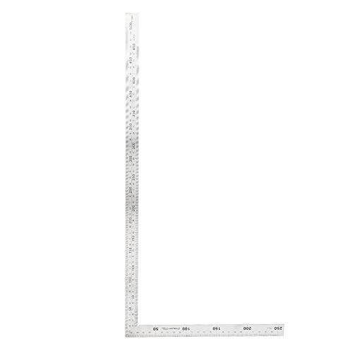 Oumefar L-Shaped Framing Square Stainless Steel 90 Degree Right Angle Square Ruler Carpenter Square Metal Ruler Measurement Square Tool L Shape Ruler Metal Square(500mm*250mm)