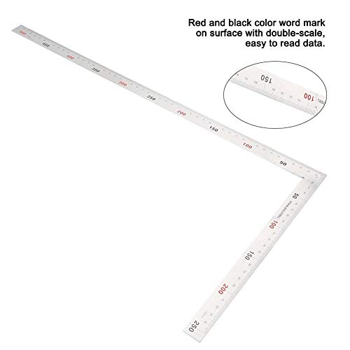 Oumefar L-Shaped Framing Square Stainless Steel 90 Degree Right Angle Square Ruler Carpenter Square Metal Ruler Measurement Square Tool L Shape Ruler Metal Square(500mm*250mm)