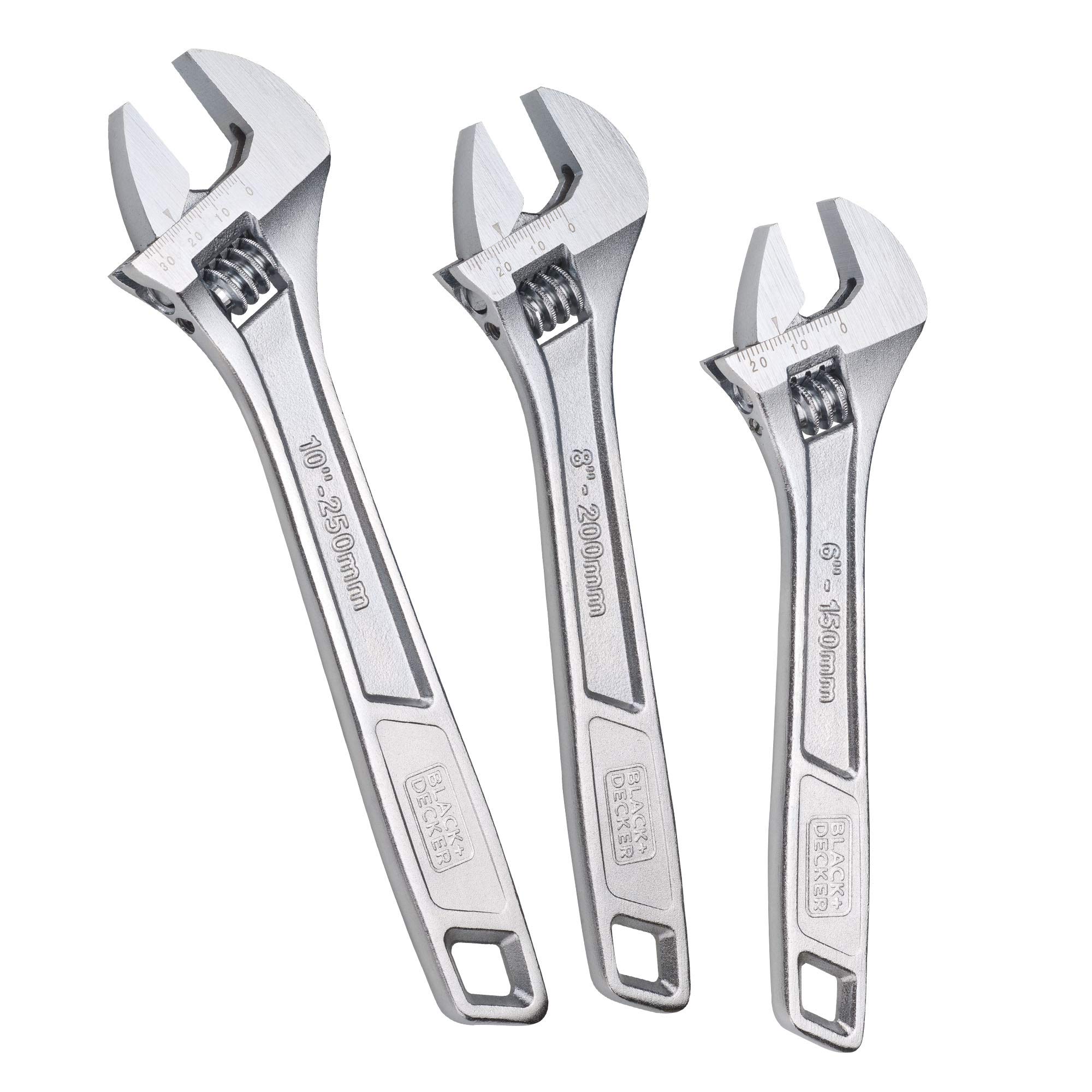 beyond by BLACK+DECKER Adjustable Wrench Set, 6-Inch, 8-Inch & 10-Inch, 3-Pack (BDHT8159092APB)