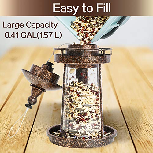 Solution4Patio Expert in Garden Creation #G-B133A00-US 2 Pack Cord Lock Bird Feeder, Squirrel-Proof, Lighthouse Shaped, Easy to Clean & Refill, Panorama, Large Capacity, Thick Plastic, Garden Yard