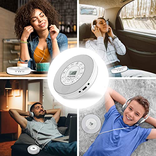 Rechargeable Portable Bluetooth CD Player,Lukasa Compact Music CD Disc Player for Car/Travel, Home Audio Boombox with Stereo Speaker & LCD Display,Support CD USB AUX Input,2000mAh