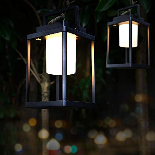 BRIMMEL Aluminum Outdoor Table Lamp Lanterns for Patio Portable Table Lantern 35W 3000K 3-Level Brightness Touch Control LED IP44 Waterproof Cordless Rechargeable Outdoor Light with USB Port