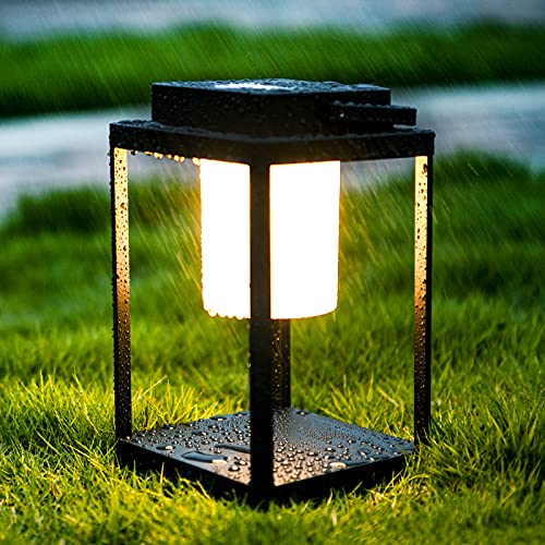 BRIMMEL Aluminum Outdoor Table Lamp Lanterns for Patio Portable Table Lantern 35W 3000K 3-Level Brightness Touch Control LED IP44 Waterproof Cordless Rechargeable Outdoor Light with USB Port