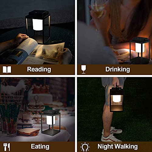 BRIMMEL Aluminum Outdoor Table Lamp Lanterns for Patio Portable Table Lantern 35W 3000K 3-Level Brightness Touch Control LED IP44 Waterproof Cordless Rechargeable Outdoor Light with USB Port