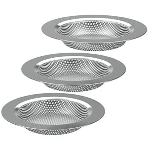 afanty 3pcs kitchen sink strainer, large wide rim 4.5" diameter, stainless steel, fits most drains (3.15" to 3.75")