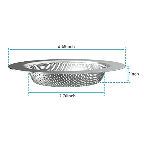 AFANTY 3PCS Kitchen Sink Strainer, Large Wide Rim 4.5" Diameter, Stainless Steel, Fits Most Drains (3.15" to 3.75")