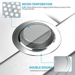 AFANTY 3PCS Kitchen Sink Strainer, Large Wide Rim 4.5" Diameter, Stainless Steel, Fits Most Drains (3.15" to 3.75")