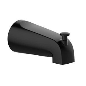 design house 595629 slip-on pull-up wall mount tub diverter spout for bathroom, matte black, 3-7"