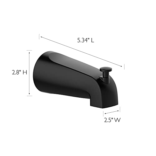 Design House 595629 Slip-On Pull-up Wall Mount Tub Diverter Spout for Bathroom, Matte Black, 3-7"