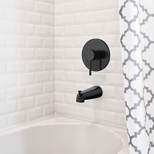 Design House 595629 Slip-On Pull-up Wall Mount Tub Diverter Spout for Bathroom, Matte Black, 3-7"