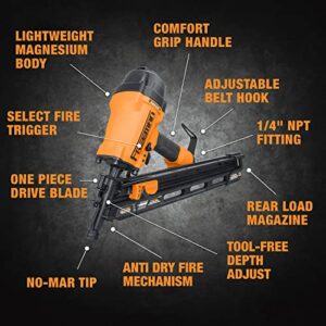 Freeman G2FR3490 2nd Generation Pneumatic 34 Degree 3-1/2" Framing Nailer with Adjustable Metal Belt Hook and 1/4" NPT Air Connector