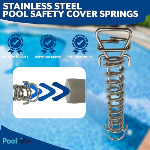 Poolzilla Stainless Steel Springs for Pool Cover - 10 Pack - Universal Fit