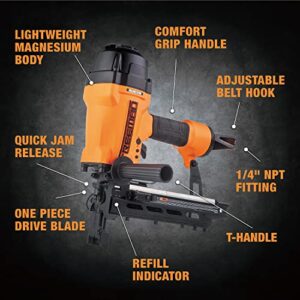 Freeman G2FS9 2nd Generation Pneumatic 9-Gauge 2" Fencing Stapler with Case, T-Handle, Adjustable Metal Belt Hook, and 1/4" NPT Air Connector