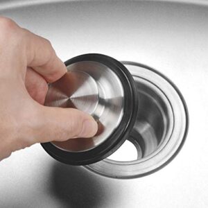 KUFUNG Sink Stopper, 3.35 Inch Universal Kitchen Sink Stopper Garbage Disposal Drain Stopper Brushed Stainless Steel Rubber STP-SS for Insinkerator, Kitchenaid, Kohler, Waste King (Silver)