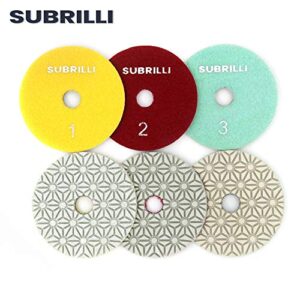 Dry/Wet 3 Step Diamond Polishing Pads 4-inch for Granite Marble Quartz Concrete