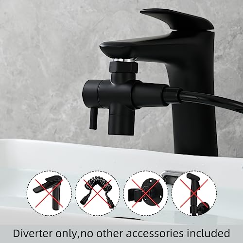 Tecmolog Brass Faucet Diverter Valve with Aerator and M22 to M24 Male Threaded Adapter, Black Faucet Splitter 3 Way Sink Diverter for Faucet, SBA021CB