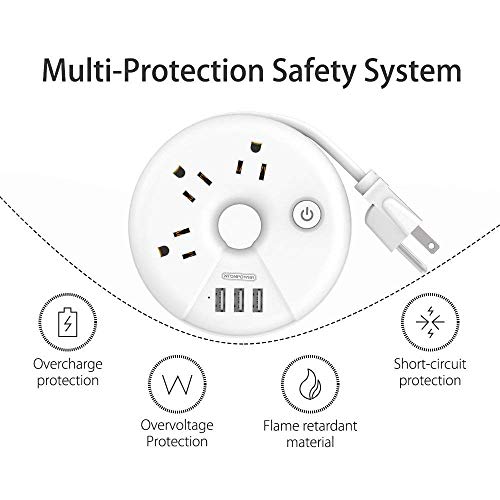 NTONPOWER Desktop Power Strip Bundle, 3 Outlets 3 USB Portable Power Strip with 15 inch Short Cord and 4 Outlets 2 USB with 10ft Long Extension Cord for Office, Home, Hotels, Dorm Room, Nightstand