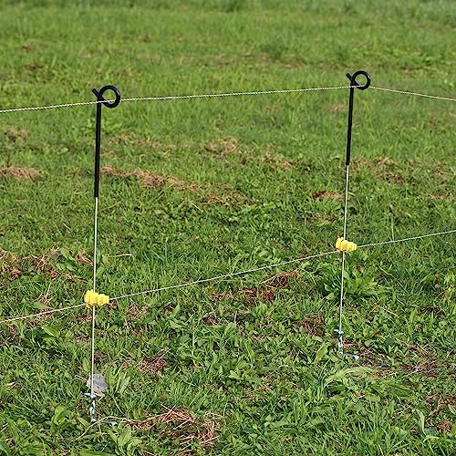 FENCE SHOCK 25PCS Screw Tight Round Post Insulator, Electric Fence Wire Holding Insulator, Two Piece Suit (Yellow)