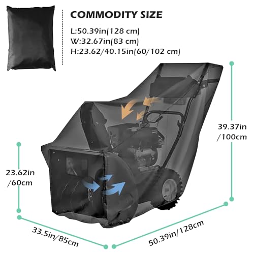 2win2buy Snow Blower Cover, All Weather Premium Waterproof Dustproof Snow Thrower Cover Heavy Duty Superior UV Protection Universal Fit with Storage Bag (50.39" L x 32.67" W x 40.15" H)