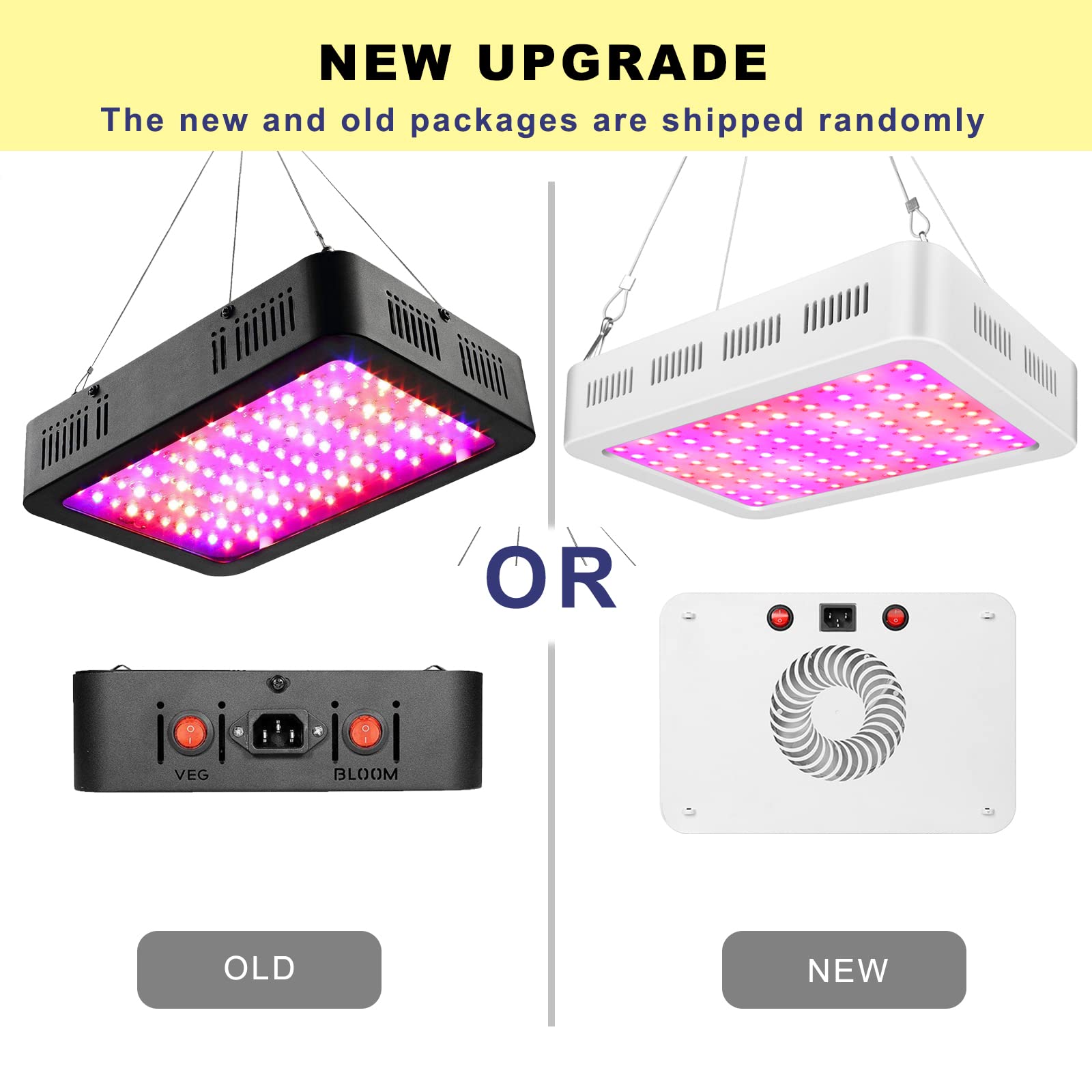 Aidyu 1000W LED Grow Light, Full Spectrum Growing Lamps for Indoor Hydroponic Greenhouse Plants with Veg and Bloom Switch, Dual Chips, UV & IR, Adjustable Rope Hanger