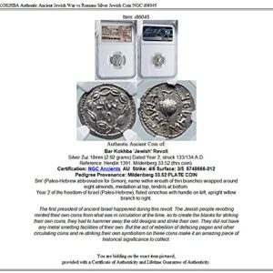 1 IT BAR KOKHBA Authentic Ancient Jewish War vs Romans Denomination_in_description AU NGC