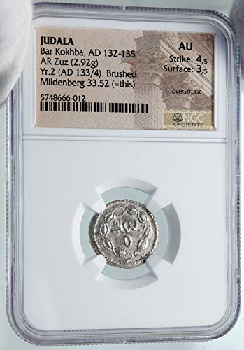 1 IT BAR KOKHBA Authentic Ancient Jewish War vs Romans Denomination_in_description AU NGC