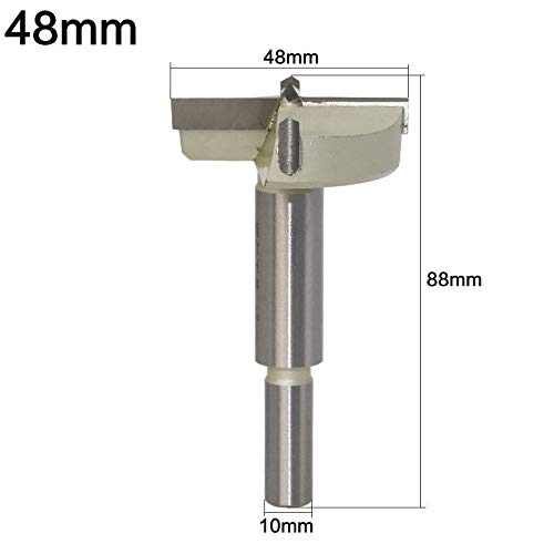 TOOLSTAR Forstner Drill Bits, Boring Carbide Drill Bits 48mm Woodworking Hole Saw Power Rotary Cutting Tool for Wood Plastic Plywood （Pack of 1）