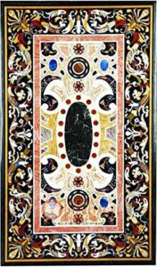 black top marble inlay dining hallway table pietra dura italian design furniture decor | 48"x36" inches