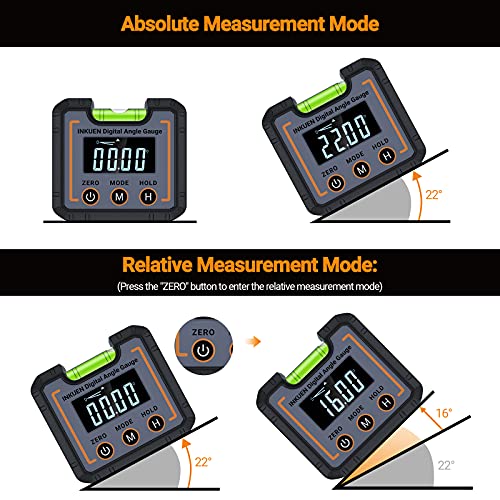 Digital Electronic Level and Angle Gauge, Angle Finder with Bubble Level and Magnetic Base, High Contrast Display for All Environment, Measuring Tool for Carpentry, Building, Automobile, Masonry