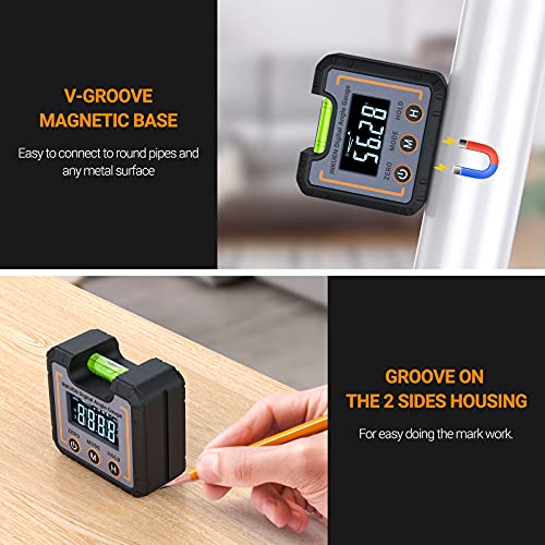 Digital Electronic Level and Angle Gauge, Angle Finder with Bubble Level and Magnetic Base, High Contrast Display for All Environment, Measuring Tool for Carpentry, Building, Automobile, Masonry