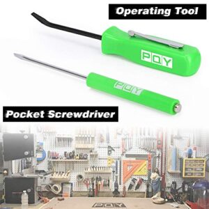 PQY Pocket Magnetic Screwdriver Slotted Head With Magnet Top + Mini Pry Bar Set Green