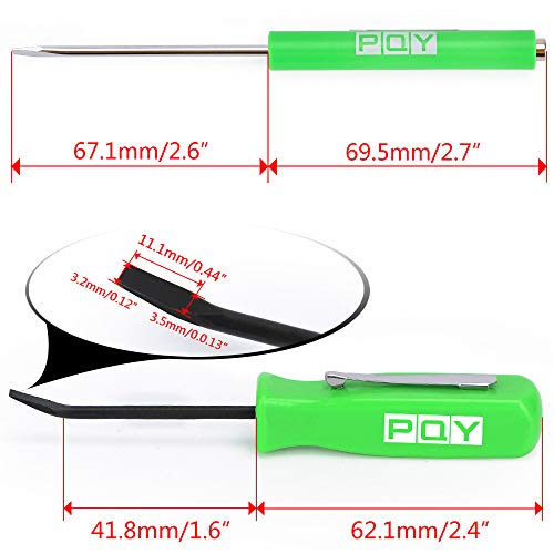 PQY Pocket Magnetic Screwdriver Slotted Head With Magnet Top + Mini Pry Bar Set Green