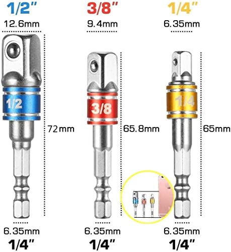 Flexible Drill Bit Extension and Universal Socket Wrench Tool Set, 105° Right Angle Drill Attachment, 1/4 3/8 1/2" Universal Socket Adapter Set, Screwdriver Bit Kit