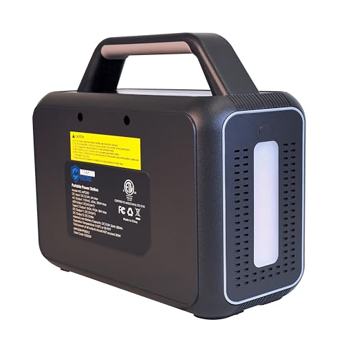 Portable Power Station | Massimo Back up Battery with Built-in AC/DC/USB Outlets | CPAP Power Supply, Solar Generator(Solar Panel Not Included) (300W)