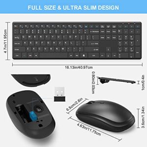 Rechargeable Wireless WisFox Ultra Slim Computer Keyboard Mouse Combo, Full Size Silent Keyboard and Mouse for Laptop, Computer and Desktop, Surface, Mac and Windows 10/8/7