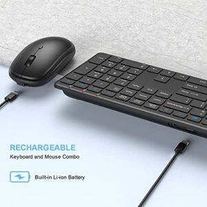 Rechargeable Wireless WisFox Ultra Slim Computer Keyboard Mouse Combo, Full Size Silent Keyboard and Mouse for Laptop, Computer and Desktop, Surface, Mac and Windows 10/8/7