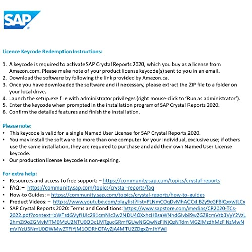 SAP Crystal Reports 2020 Reporting Software [64-Bit] [PC Download]