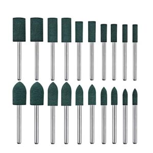 rubber polishing burrs bits bullet cylinder shape mounted point polishing bits rubber wheel bit,electric drill,rotary tool accessories 3 mm mandrel 20 pieces (green)