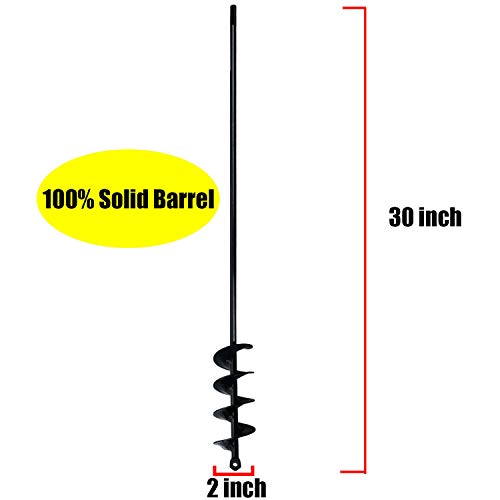 Cyleodo 30" x 2" Extended Length Auger Drill Bit for Planting Bulb & Bedding Plant Auger 100% Solid Barrel-No Need to Squat Post Hole Digger for 3/8" Hex Drive Drill- Easy Planter Garden Auger