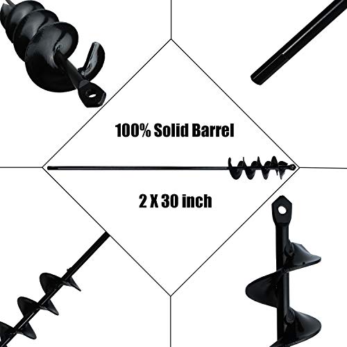 Cyleodo 30" x 2" Extended Length Auger Drill Bit for Planting Bulb & Bedding Plant Auger 100% Solid Barrel-No Need to Squat Post Hole Digger for 3/8" Hex Drive Drill- Easy Planter Garden Auger