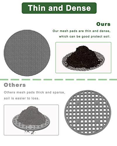 Mesh Pad for Flower Pots - 150 Pack 2 x 2 inch Bonsai Pot Bottom Grid Mat Mesh, Plant Drainage Mesh Screen with Hot Melt Edge, Round Plant Hole Screens Keep Soil from Flowing Away