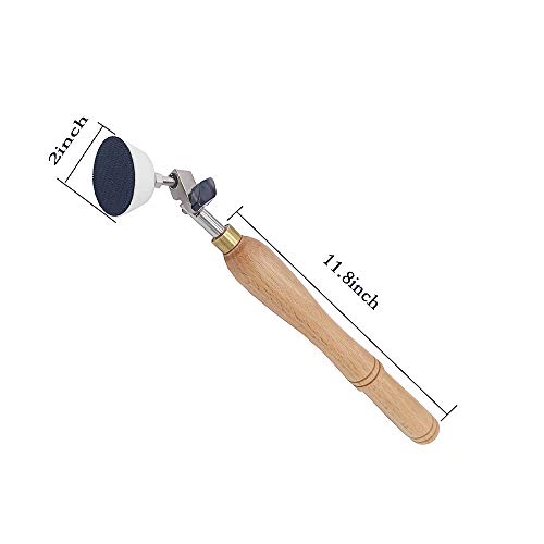 Bowl Sander, Sanding Tool for Woodworking, With 2 Inch Hook and Loop Sanding PU Pad and 11.8 Inch Long Hardwood Handle, Total 50 Pcs Sandpaper Discs in Grits 80/120/150/180/240