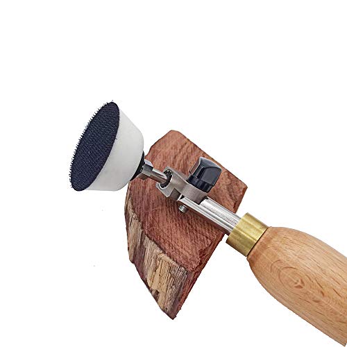 Bowl Sander, Sanding Tool for Woodworking, With 2 Inch Hook and Loop Sanding PU Pad and 11.8 Inch Long Hardwood Handle, Total 50 Pcs Sandpaper Discs in Grits 80/120/150/180/240